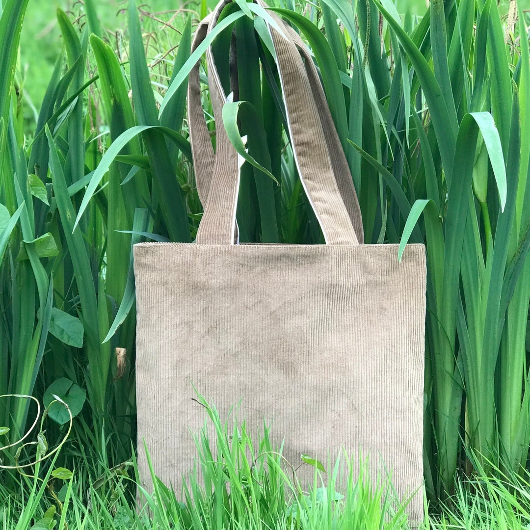 Handmade Corduroy Tote Bag | Hand Painted Lining and Silver Leaf ...