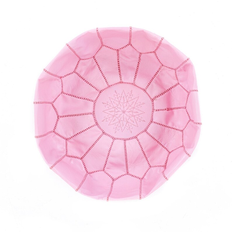 Moroccan Leather Pouf Pink,moroccan Leather Pouf, Round Pouf, Berber ...