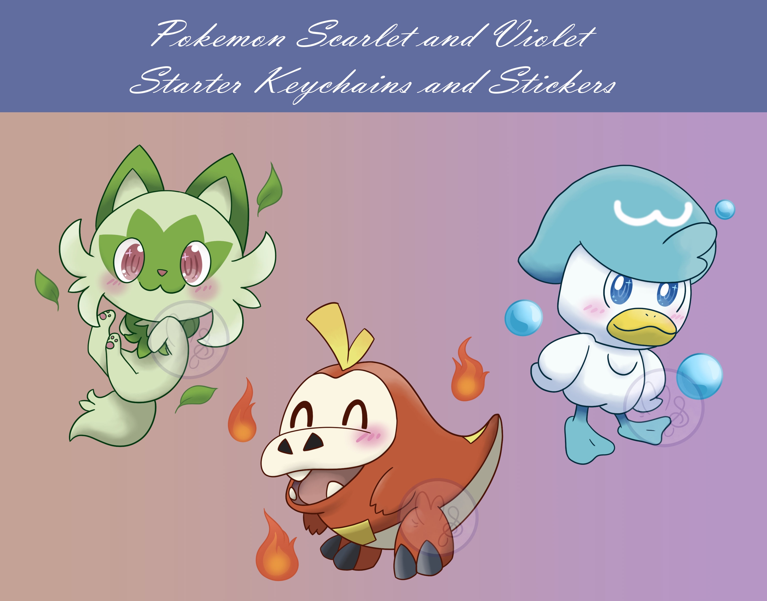POKEMON SCARLET VIOLET Starter Keychains - Sprigatito, Fuecoco, Quaxly ...