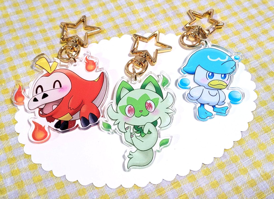 POKEMON SCARLET VIOLET Starter Keychains - Sprigatito, Fuecoco, Quaxly ...