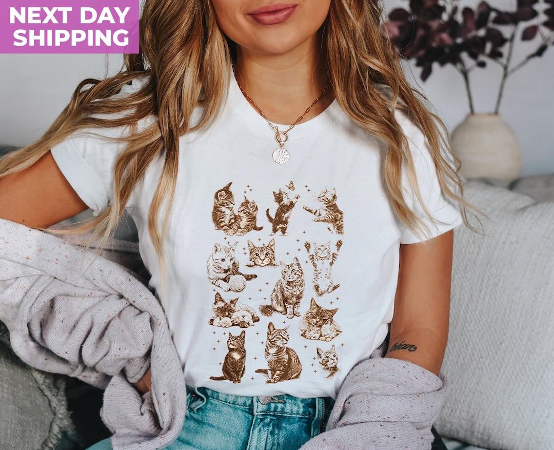 Vintage 90s Tattoo Cat Tshirt, Retro Kitten Nature Shirt, Cat Lovers ...
