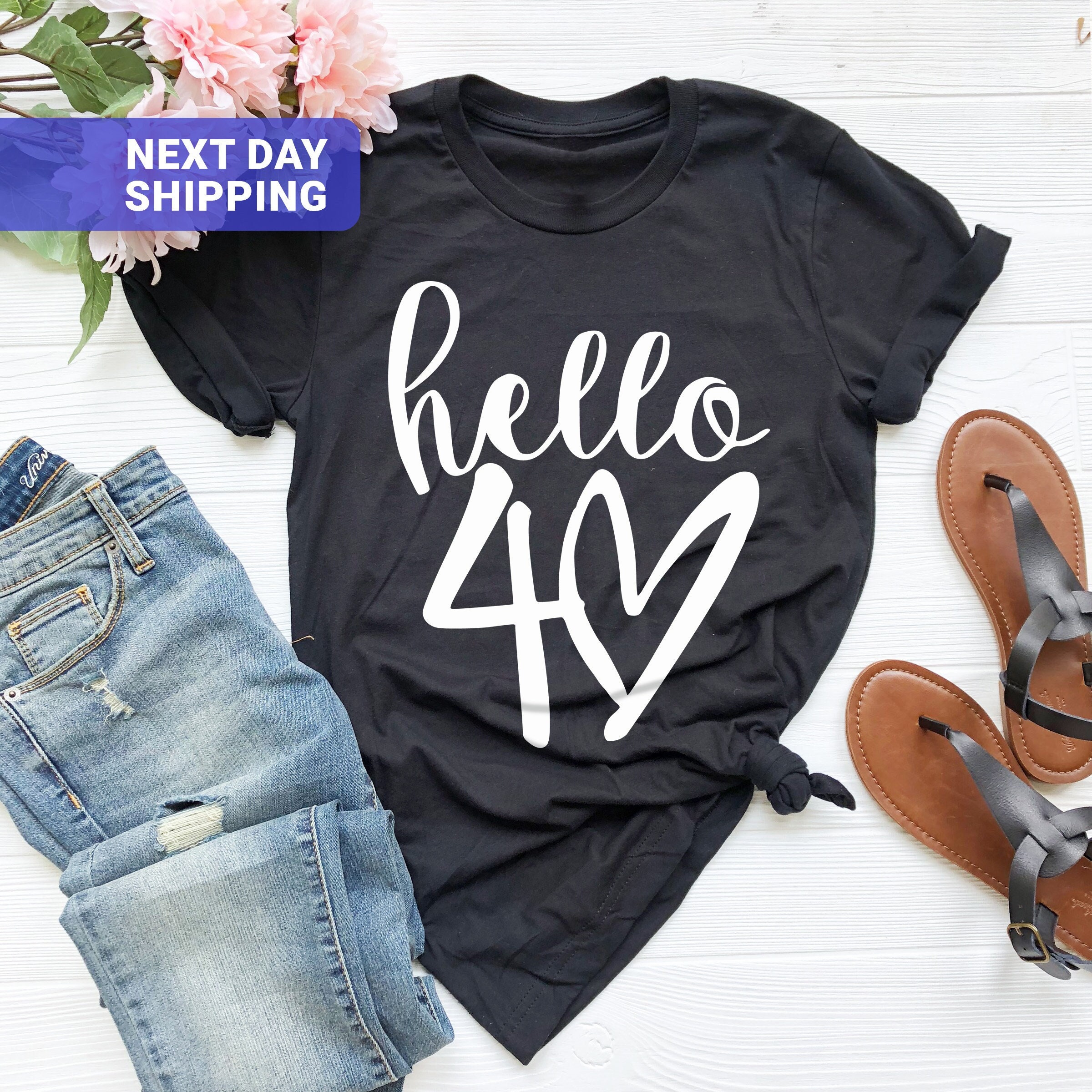 Hello Forty Shirt, 40th Birthday Shirt, Hello 40 Heart Shirt, 1985 ...