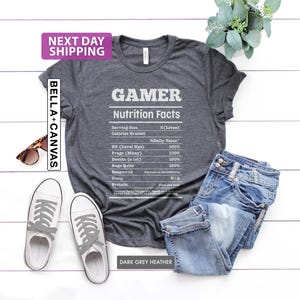 Gamer Nutrition Facts Shirt for Gamers, Birthday Gift, Gift for Gamers ...