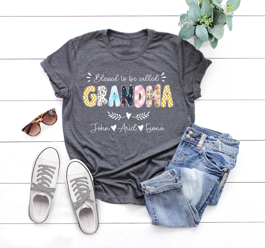 Custom Grandma Tee With Name, First Time Grandma, Personalized Grandma ...