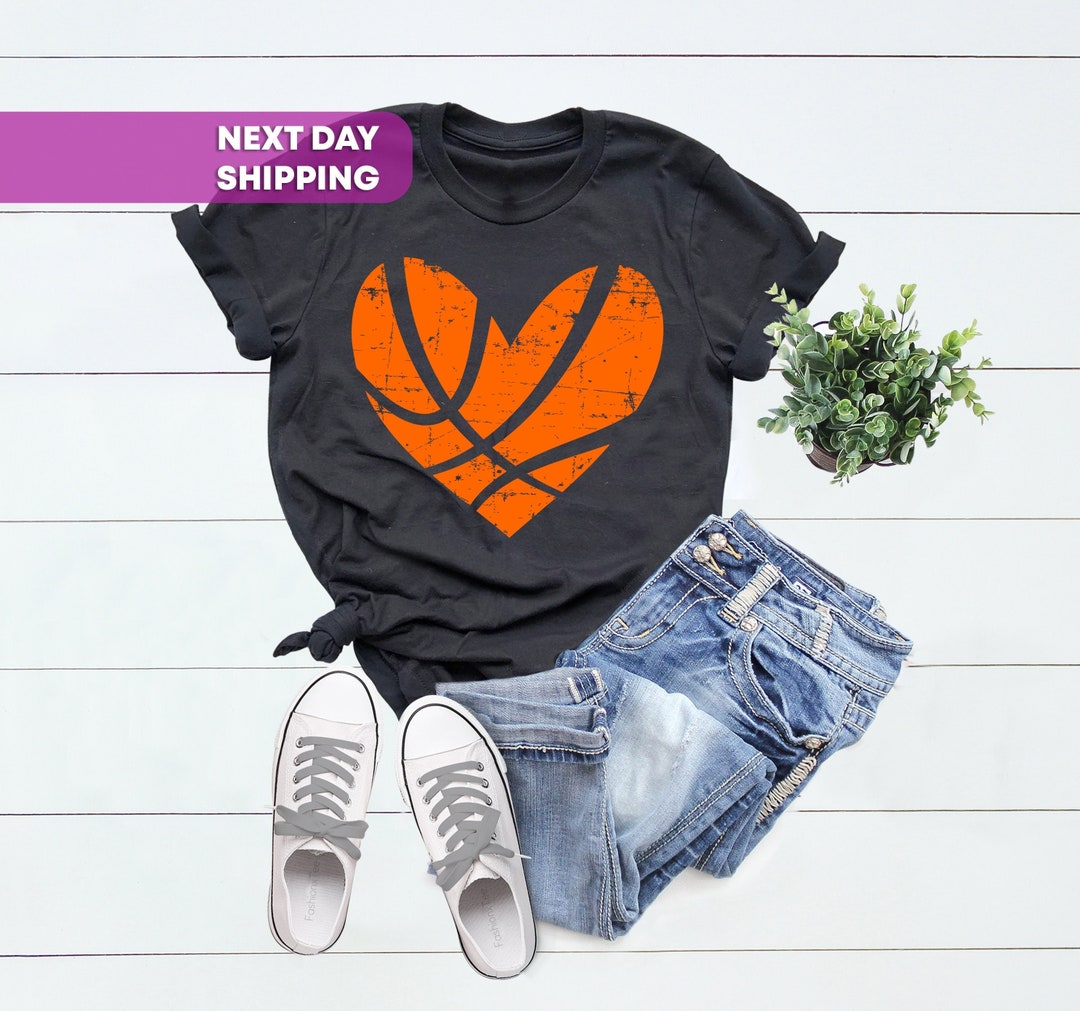Distressed Basketball Heart Shirt, Basketball Heart Shirt, Basketball ...