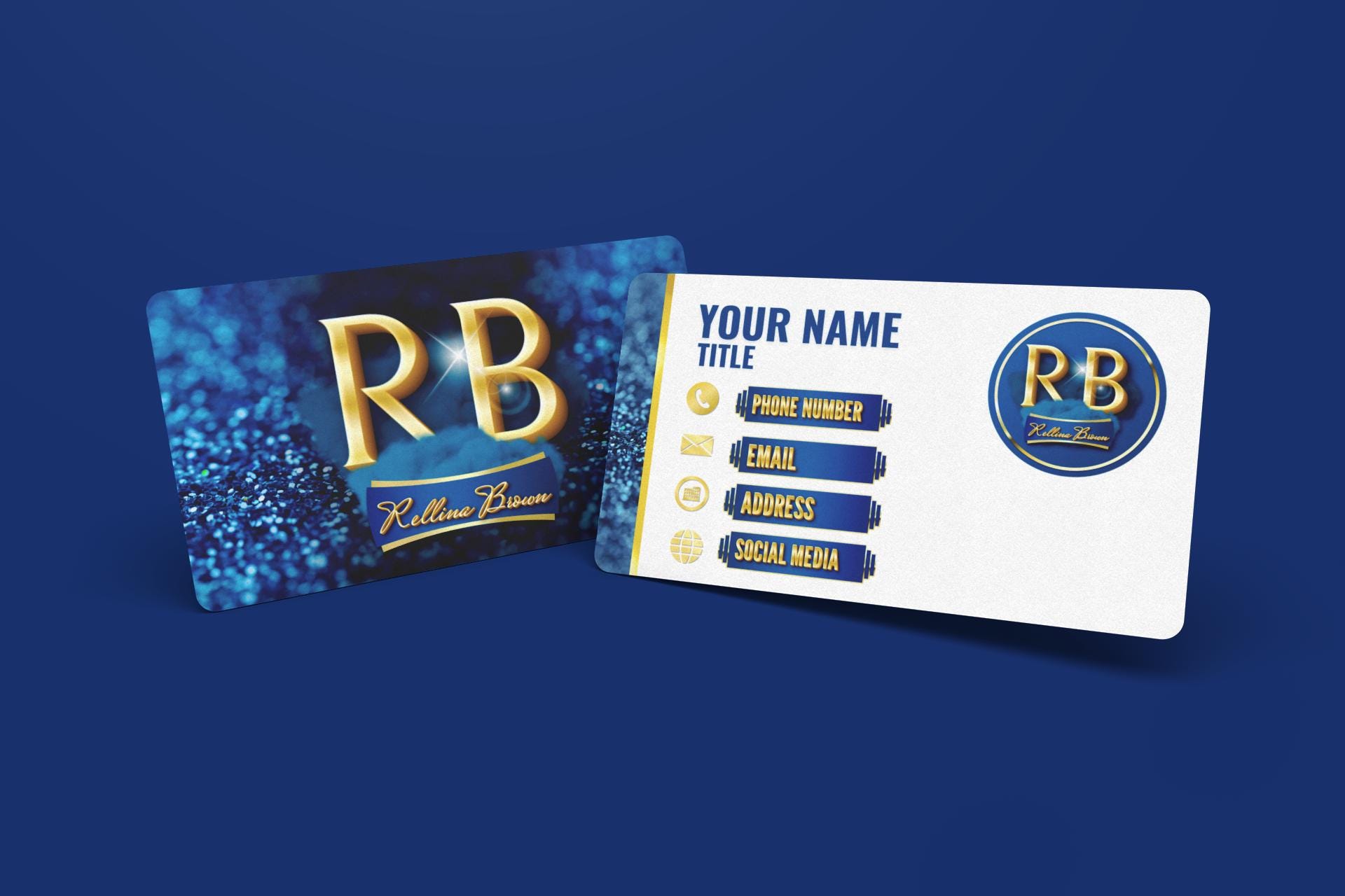 Luxury Logo and Business Card Design Bundle navy Blue & Gold premade ...