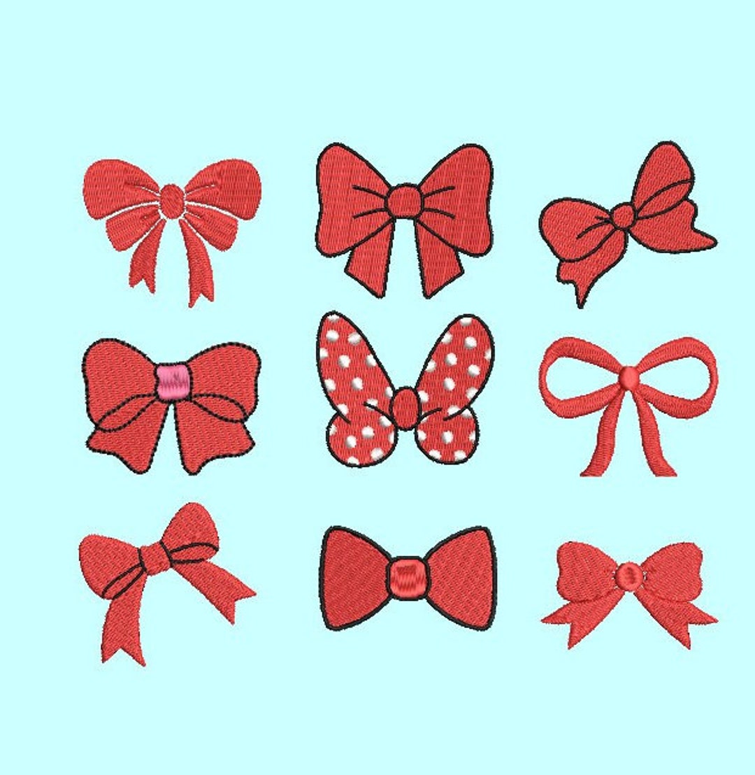 Bow Embroidery Design, Mini Bow Embroidery Design, Machine Embroidery ...