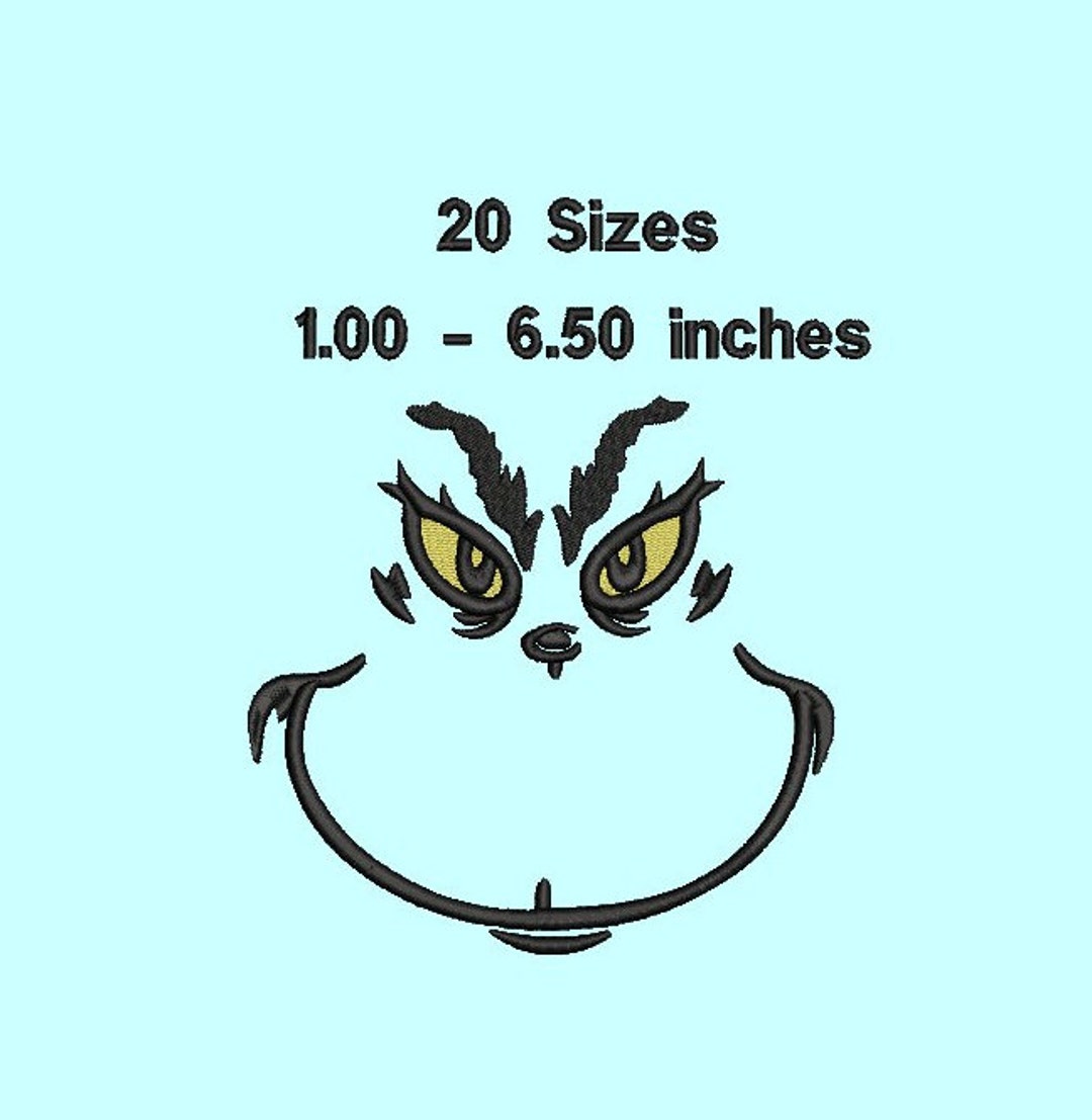Grinch Face Embroidery Design, Christmas Embroidery Design, Grinch ...