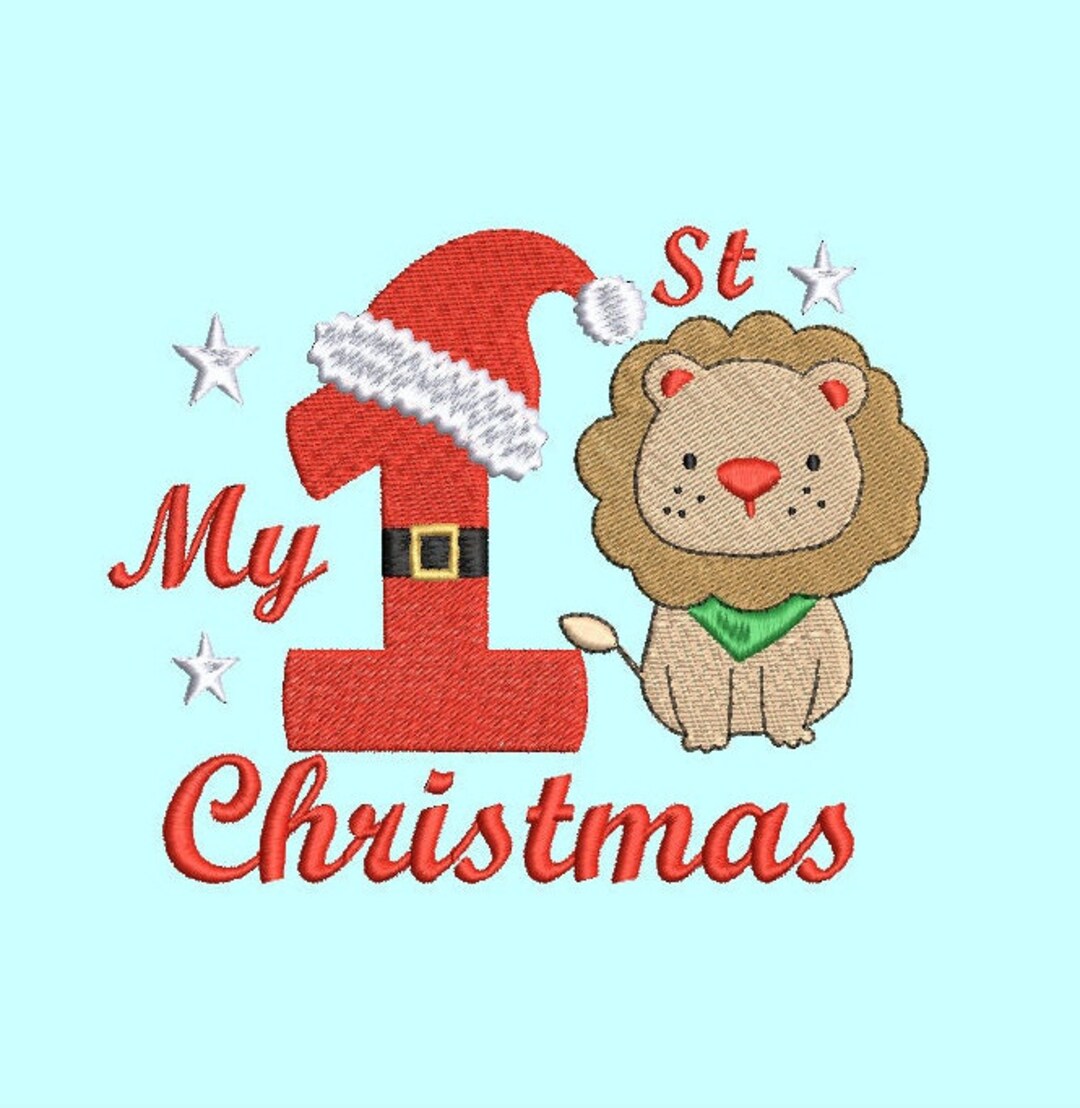 My First Christmas Embroidery Design, Lion Embroidery Design, Machine ...