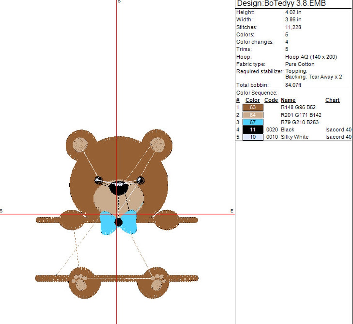 Split Bear Embroidery Design, Teddy Bear Embroidery Design, Animal ...