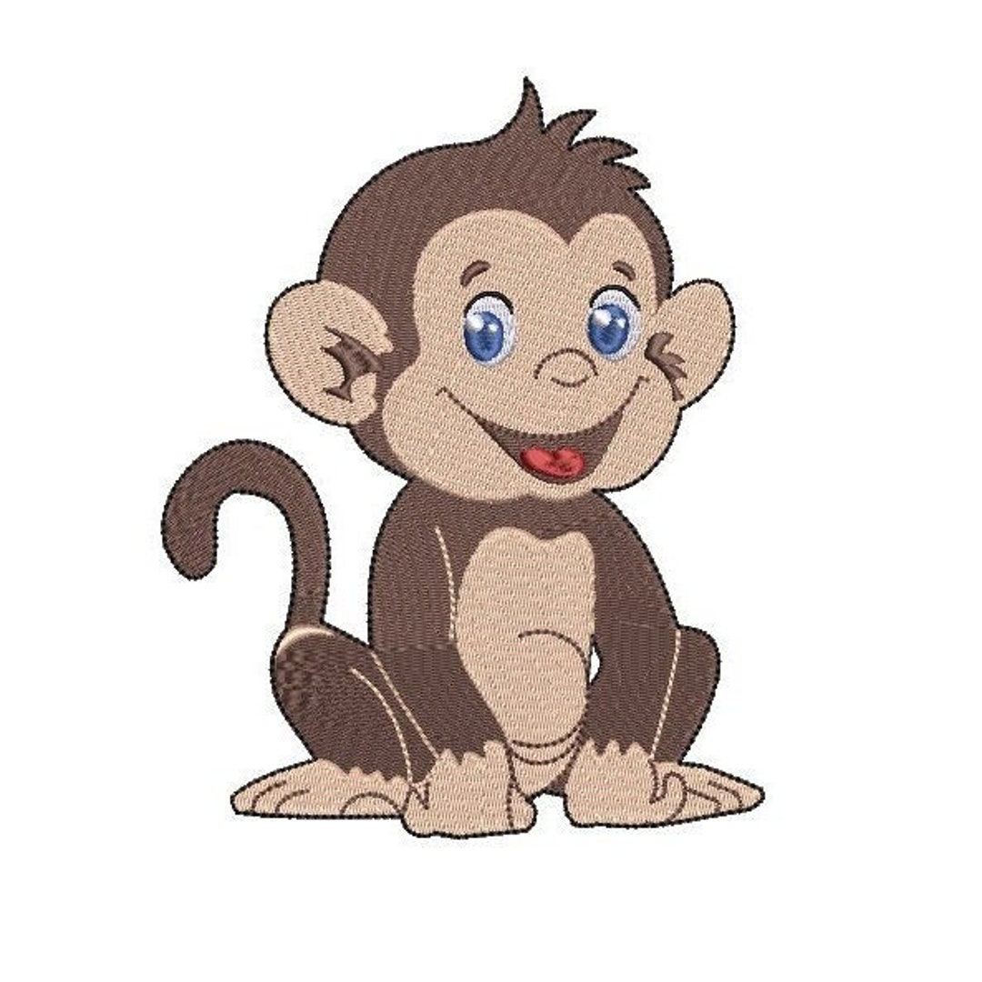Cute Monkey Embroidery Design, Monkey Embroidery Design, Animal ...