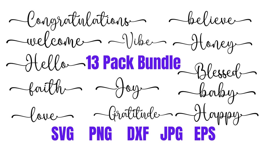 13 Pack Word SVG Bundle, Word SVG Bundle, Words Bundle Png, Stylized ...