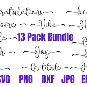 13 Pack Word SVG Bundle, Word SVG Bundle, Words Bundle Png, Stylized ...