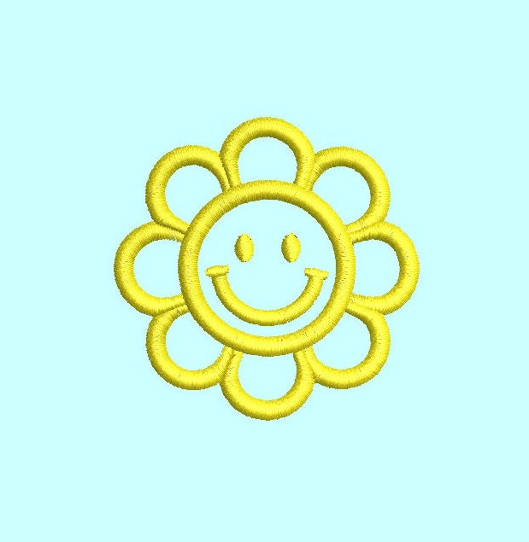 Retro Flower Applique Embroidery Design, Smiley Retro Flower Applique ...