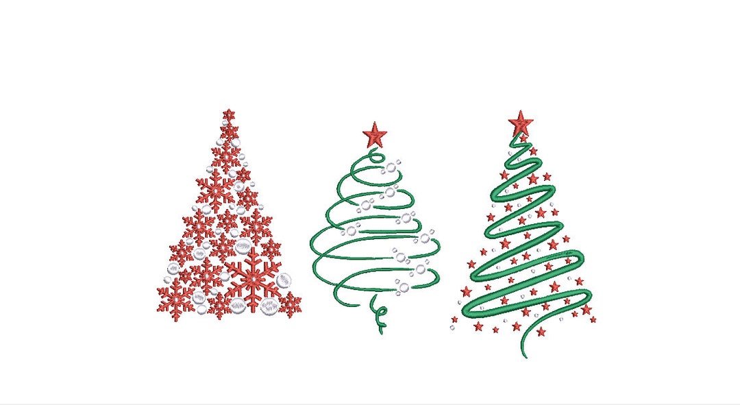Christmas Trees Machine Embroidery, Machine Embroidery Design, Instant ...