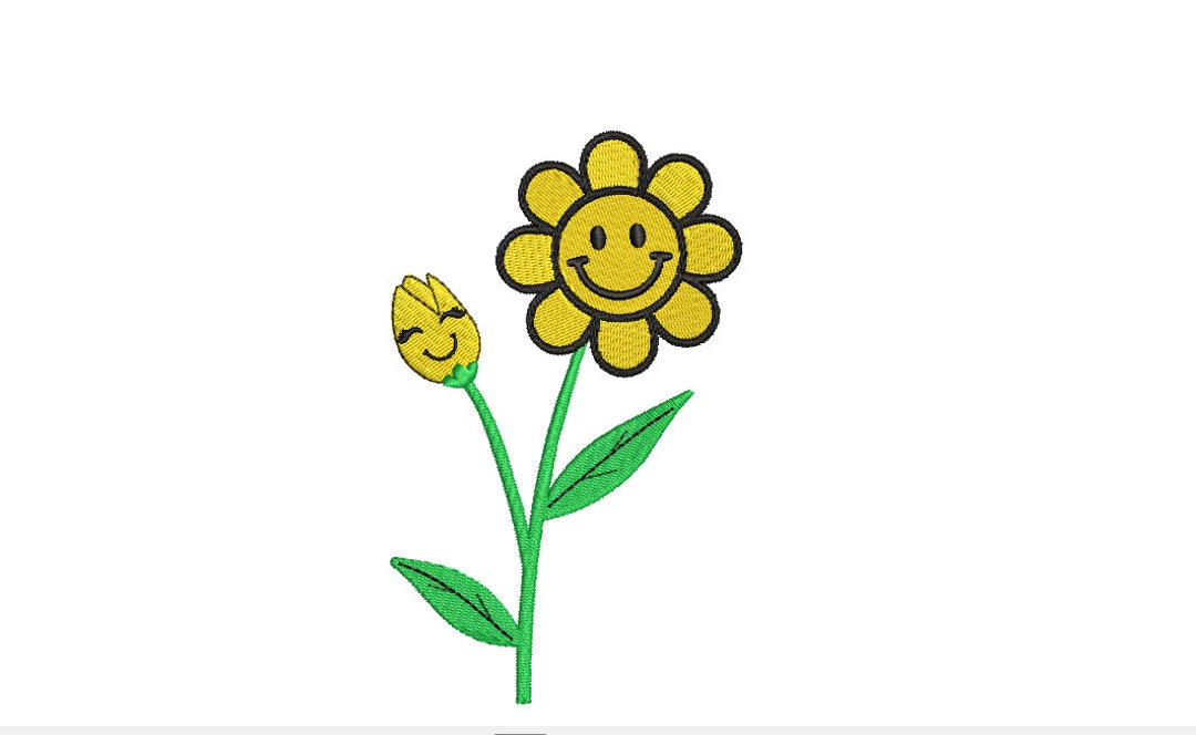 Retro Flower Embroidery Design, Smiley Retro Flower Embroidery Design ...