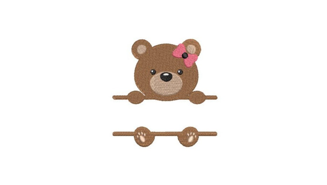 Split Bear Embroidery Design, Teddy Bear Embroidery Design, Animal ...