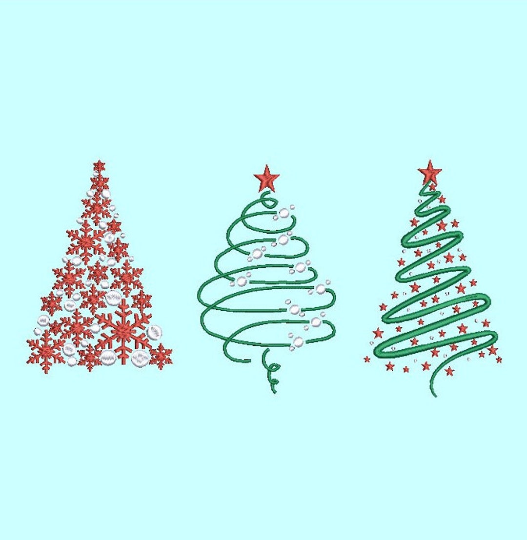 Christmas Trees Machine Embroidery, Machine Embroidery Design, Instant ...