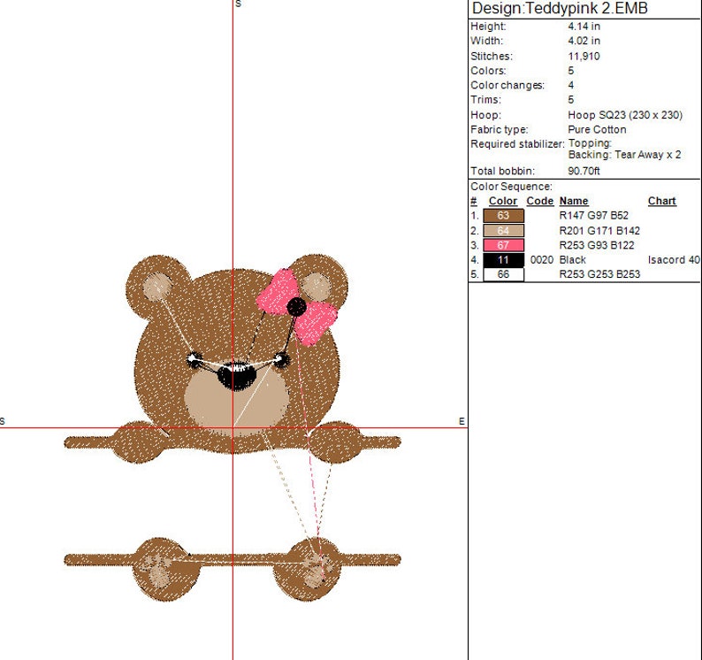 Split Bear Embroidery Design, Teddy Bear Embroidery Design, Animal ...