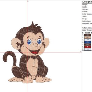 Cute Monkey Embroidery Design, Monkey Embroidery Design, Animal ...