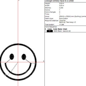 Large Smiley Face Embroidery Design 12 SIZES - Instant File DOWNLOAD - Etsy