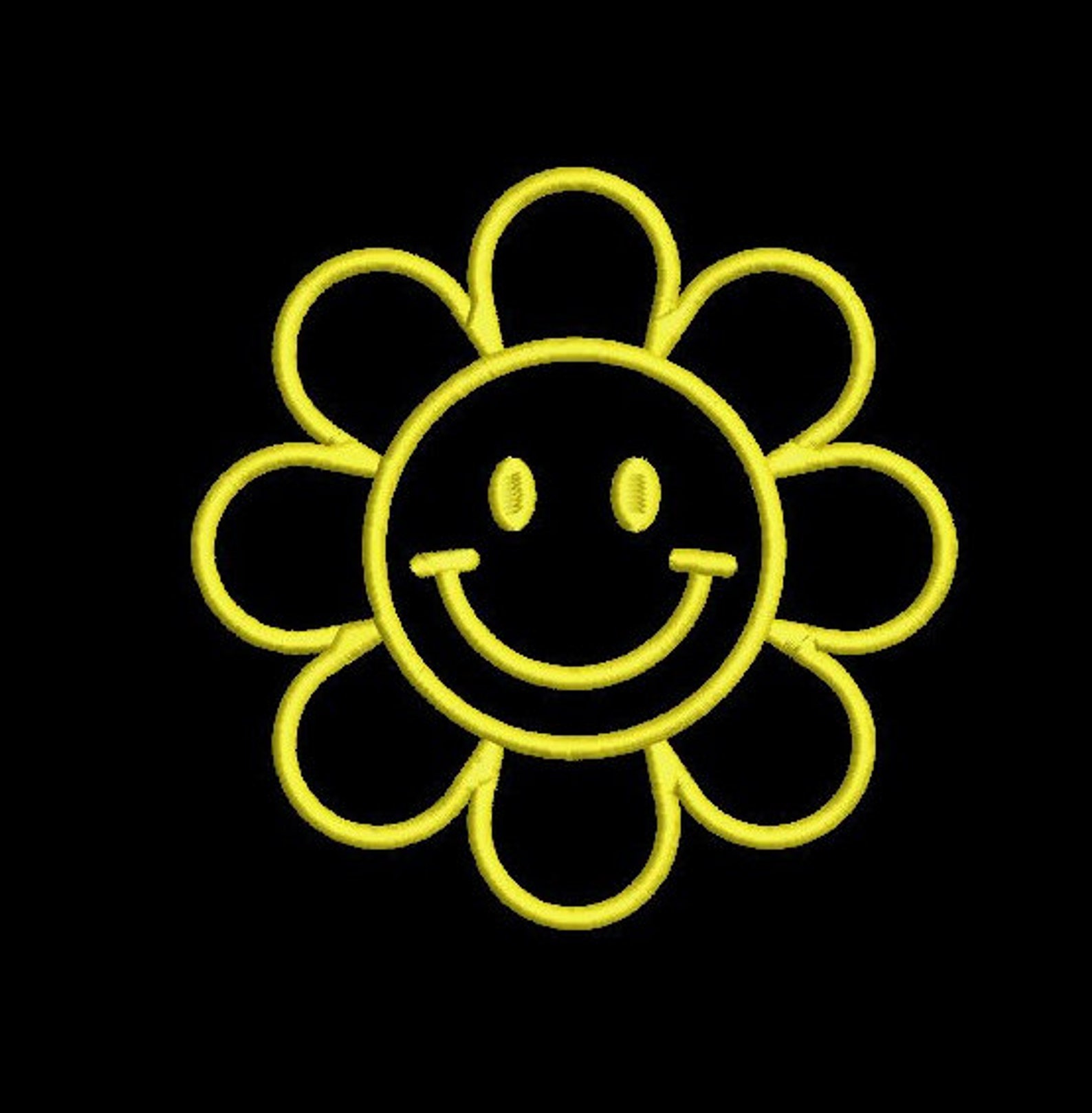 Retro Flower Applique Embroidery Design, Smiley Retro Flower Applique ...