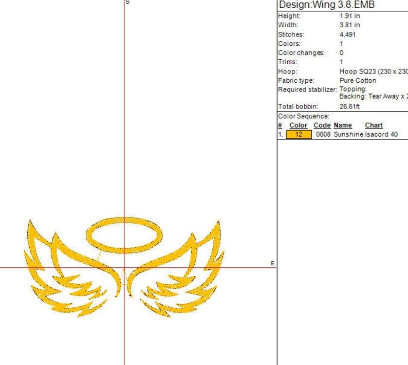 Wings Angel Embroidery Design, Wings Embroidery Designs, Angle ...