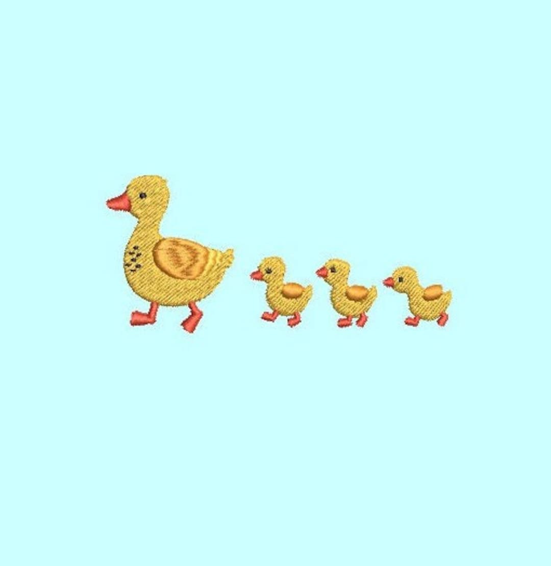 Baby Duck Embroidery Design, Mama Duck Embroidery, Animal Embroidery ...