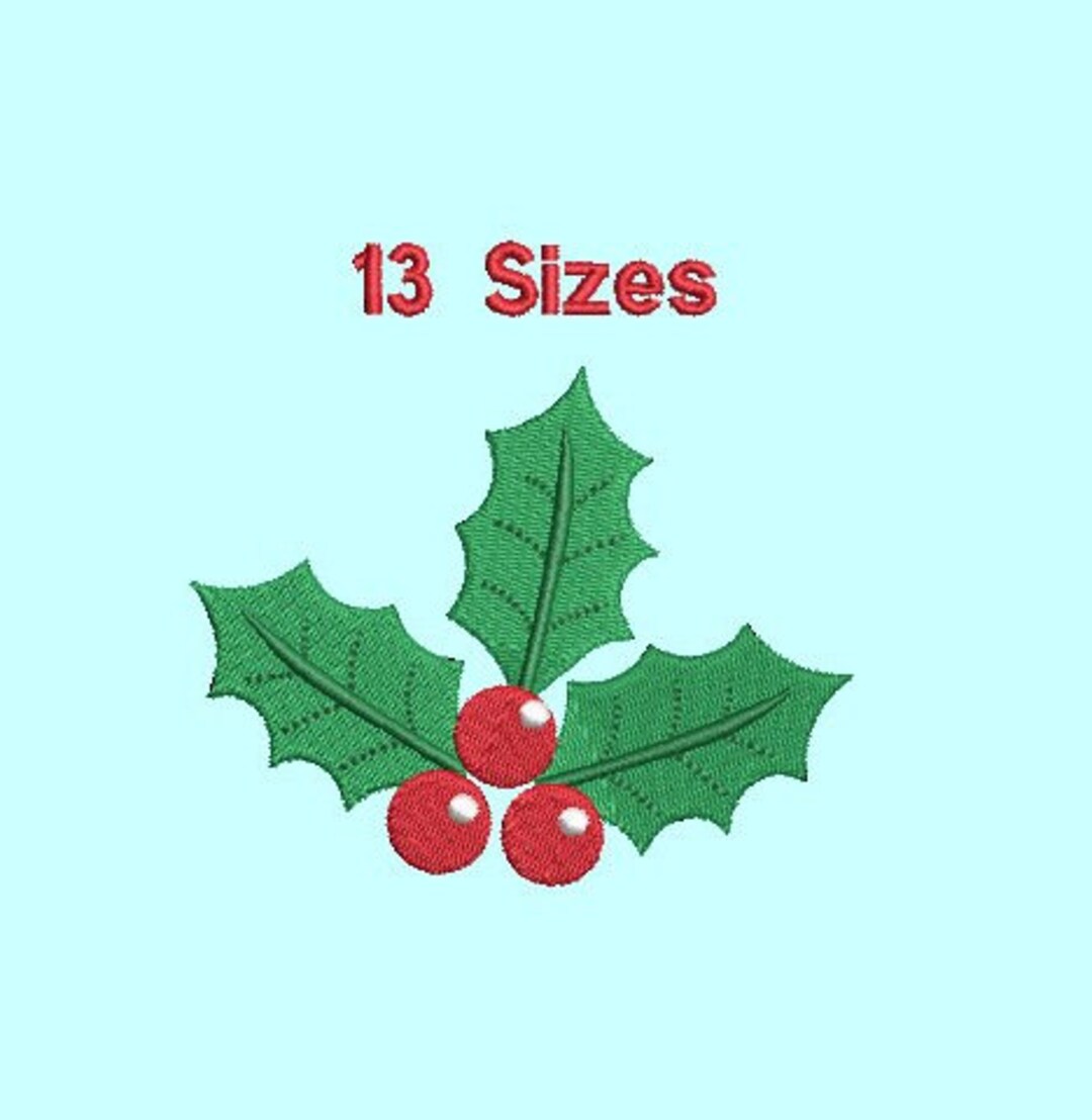 Holly Berry Christmas Embroidery Design. Holly Berries Embroidery ...