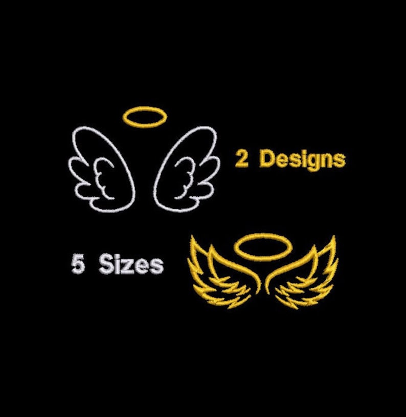 Wings Angel Embroidery Design, Wings Embroidery Designs, Angle ...