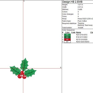 Holly Berry Christmas Embroidery Design. Holly Berries Embroidery ...