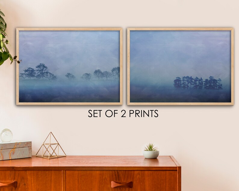 Art Print misty Trees Landscape Prints, Set of 2 Matching Prints or ...