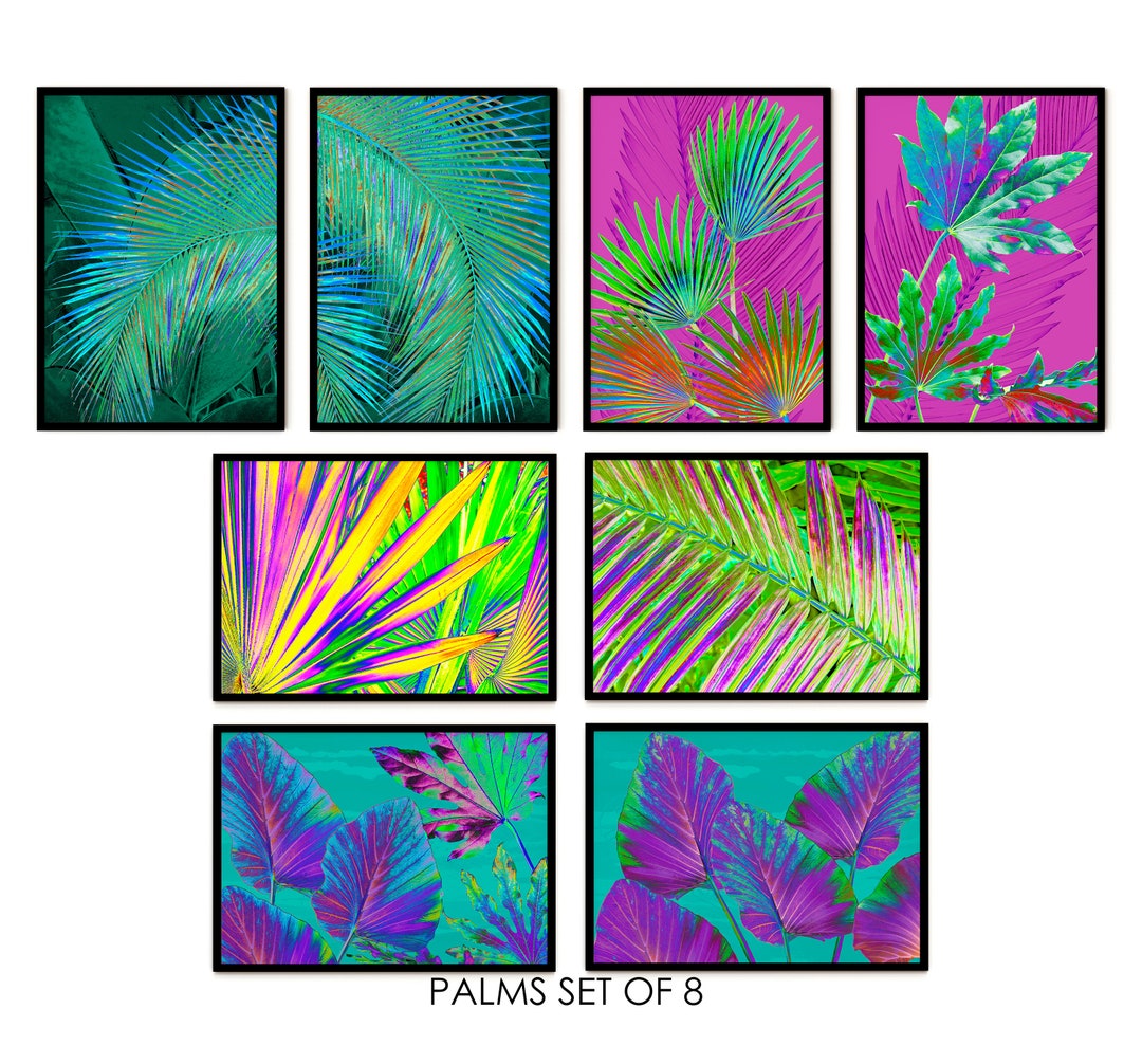 Art Prints psychedelic Palm Prints, Set of 8 Matching Prints or Pick ...