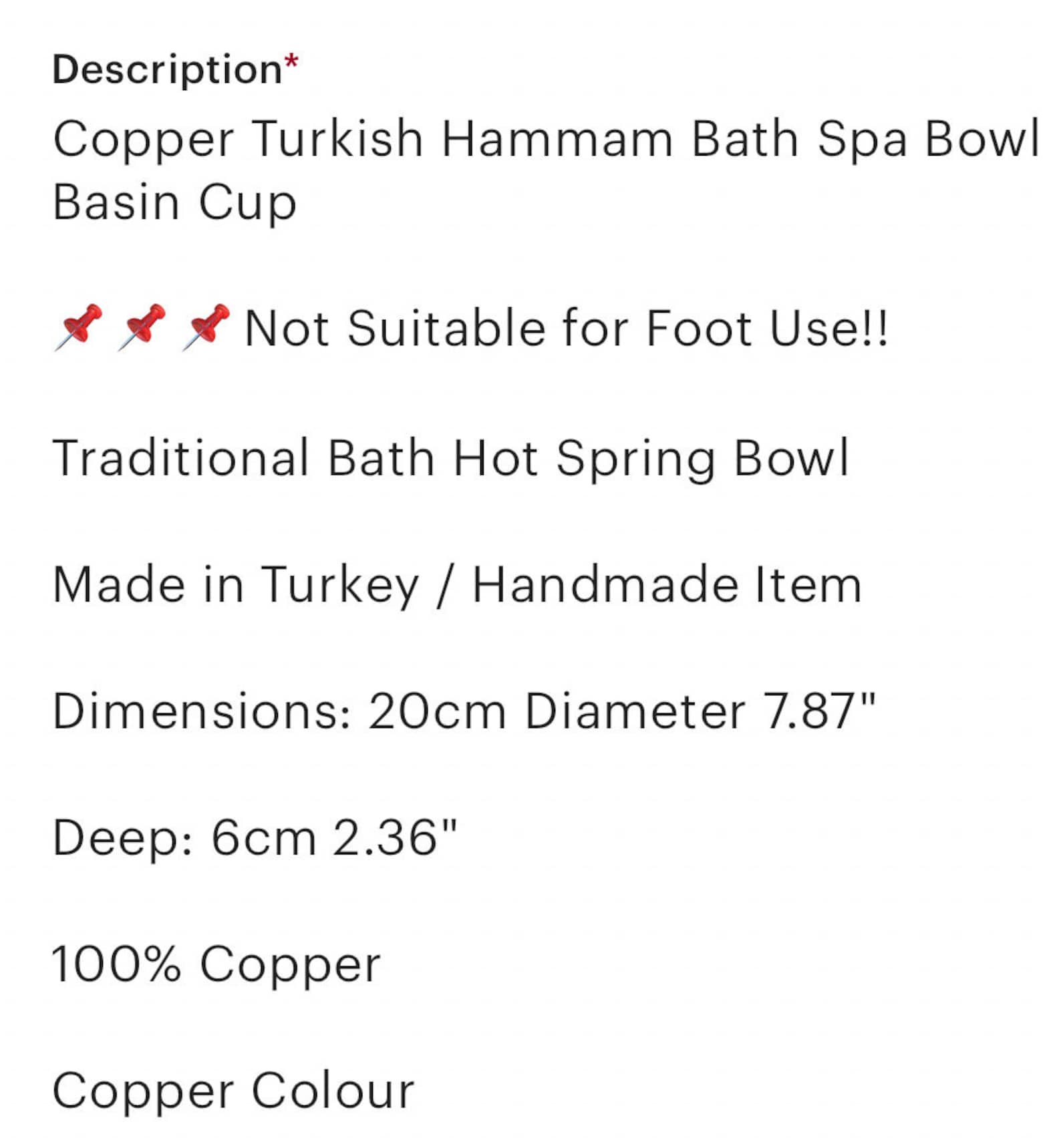 Copper Bath Spa Bowl, Turkish Hammam Bath Spa Bowl Basin Cup ...