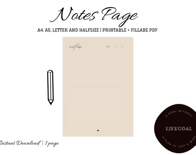 Digital Note Taking Templates Set, Printable, Instant Download, A4 ...