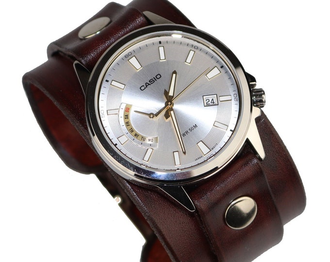 Genuine Leather Watchband First Class Handmade Leather Cuff Watch Band ...