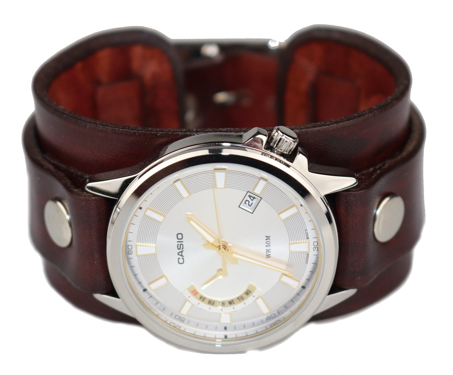 Genuine Leather Watchband First Class Handmade Leather Cuff Watch Band ...