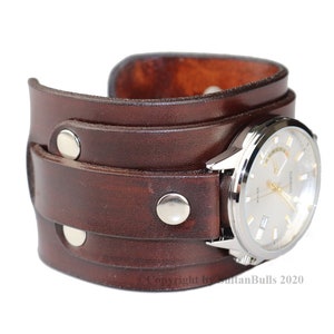 Genuine Leather Watchband First Class Handmade Leather Cuff Watch Band ...