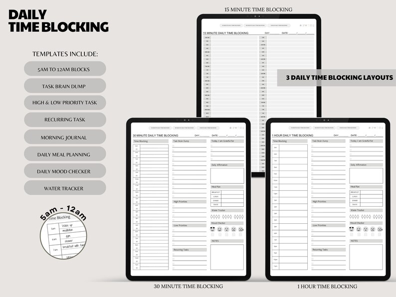 Time Blocking Planner, Daily & Weekly Time Blocking, Monthly Calendar ...