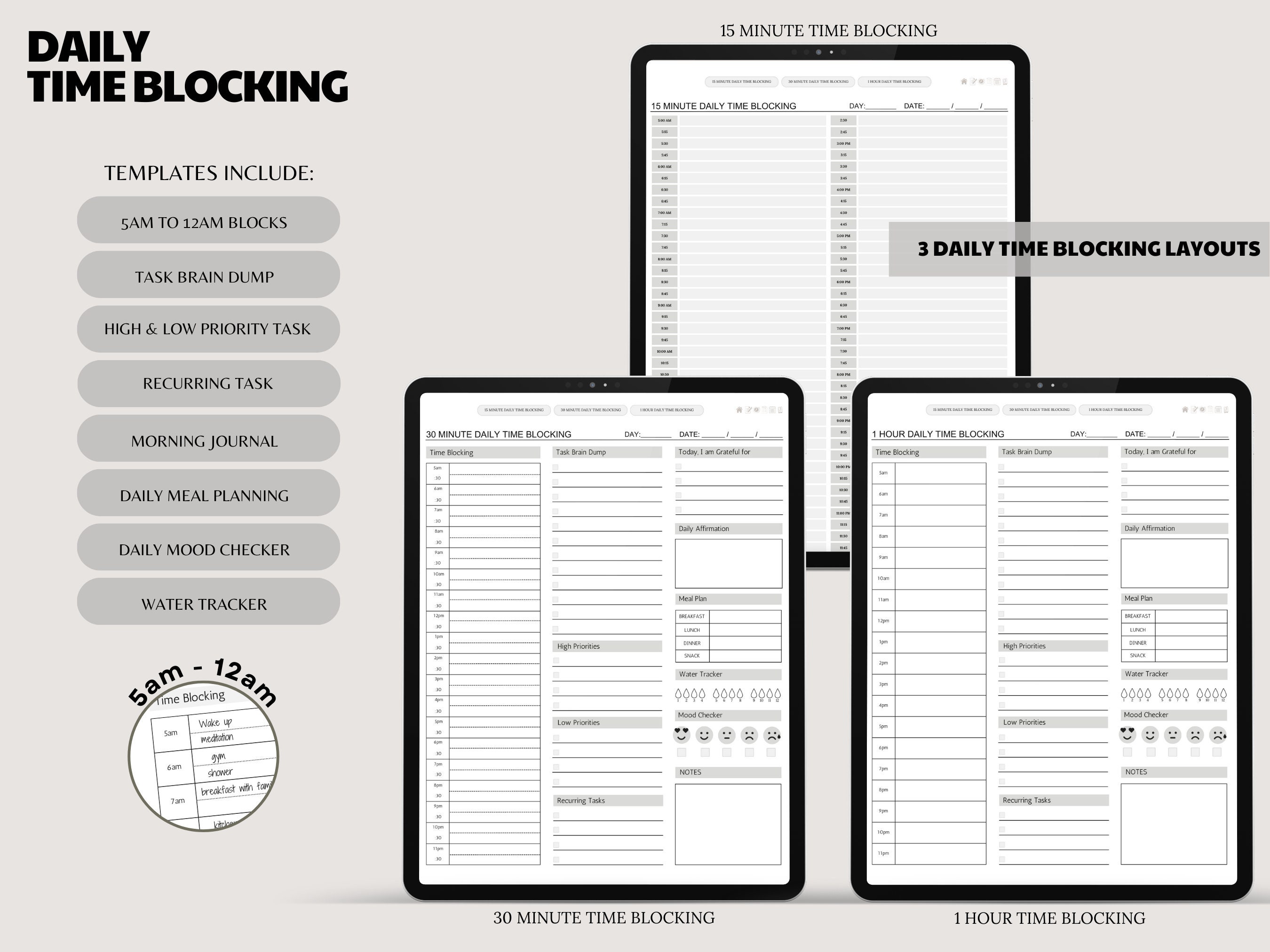 Time Blocking Planner, Daily & Weekly Time Blocking, Monthly Calendar ...