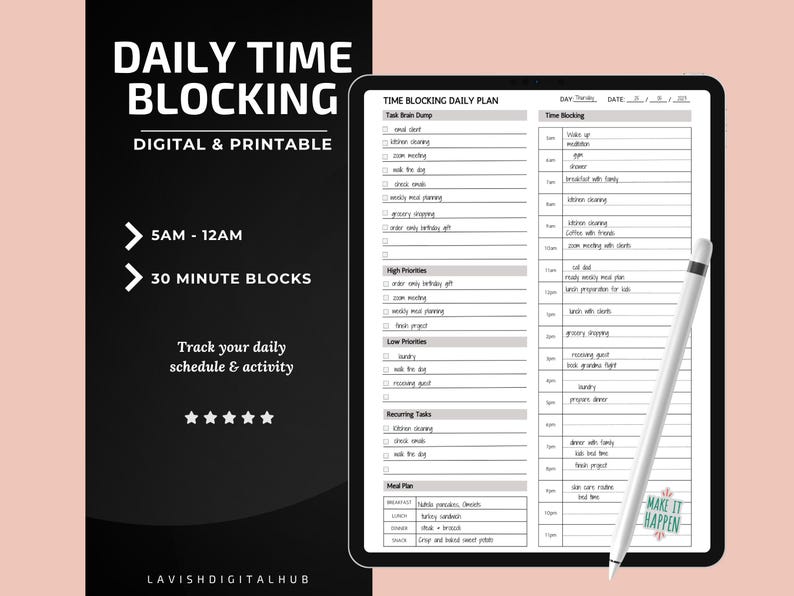 Timeboxing Planner for Daily Schedule, Productivity and Time Management ...