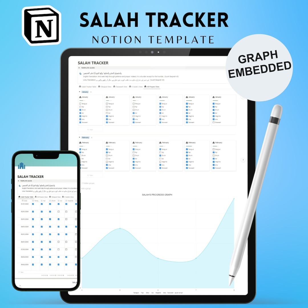Salah Tracker Notion Template for Muslims, Namaz Tracker, Salah Planner ...