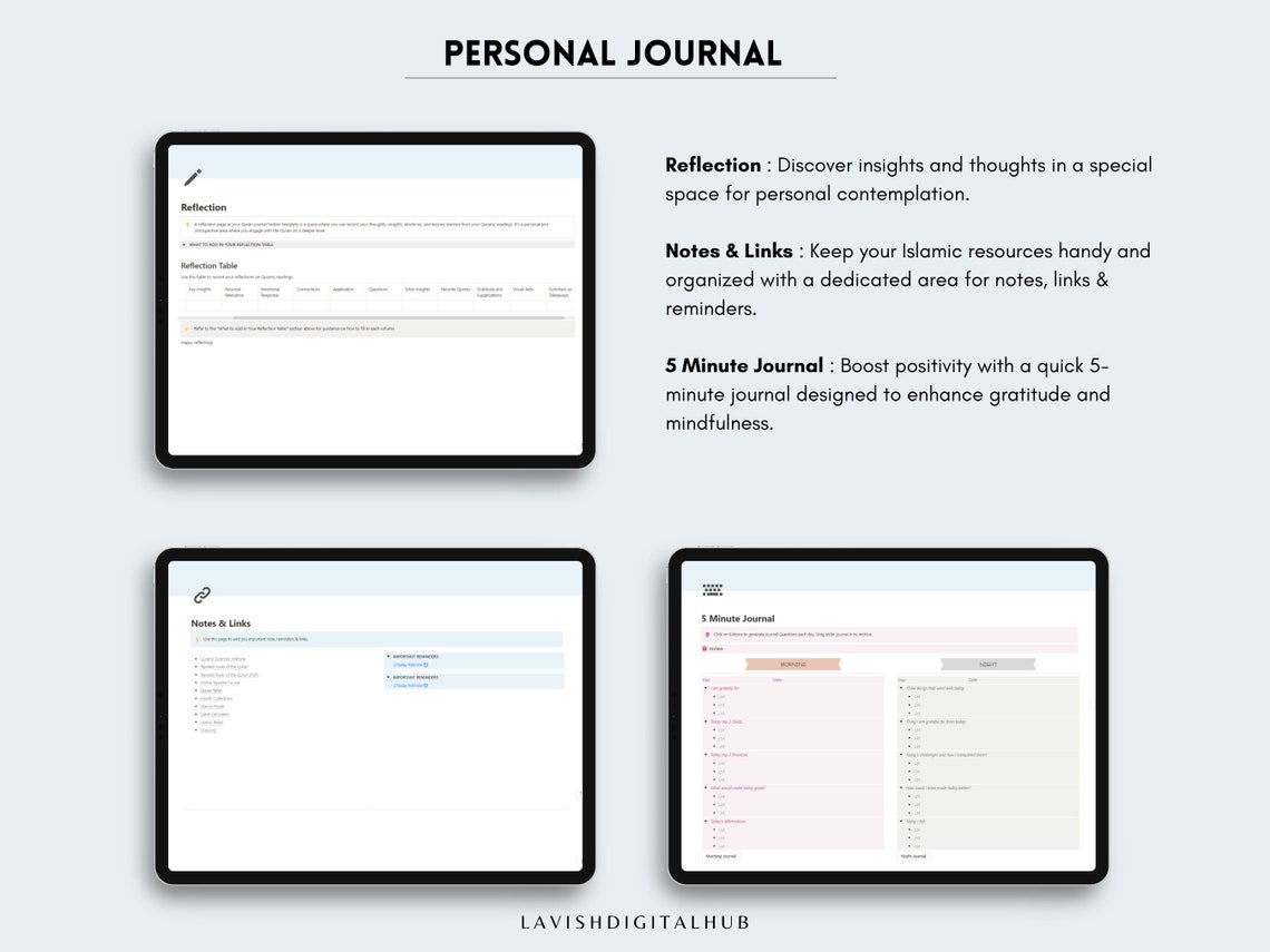 Quran Journal Notion Template, Digital Muslim Planner, Deen Journal ...