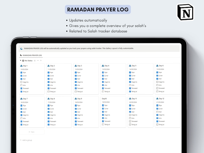 Ramadan Planner Notion Template, Salat Tracker Ramadhan 2024, the Ramadan Islamic Digital ...