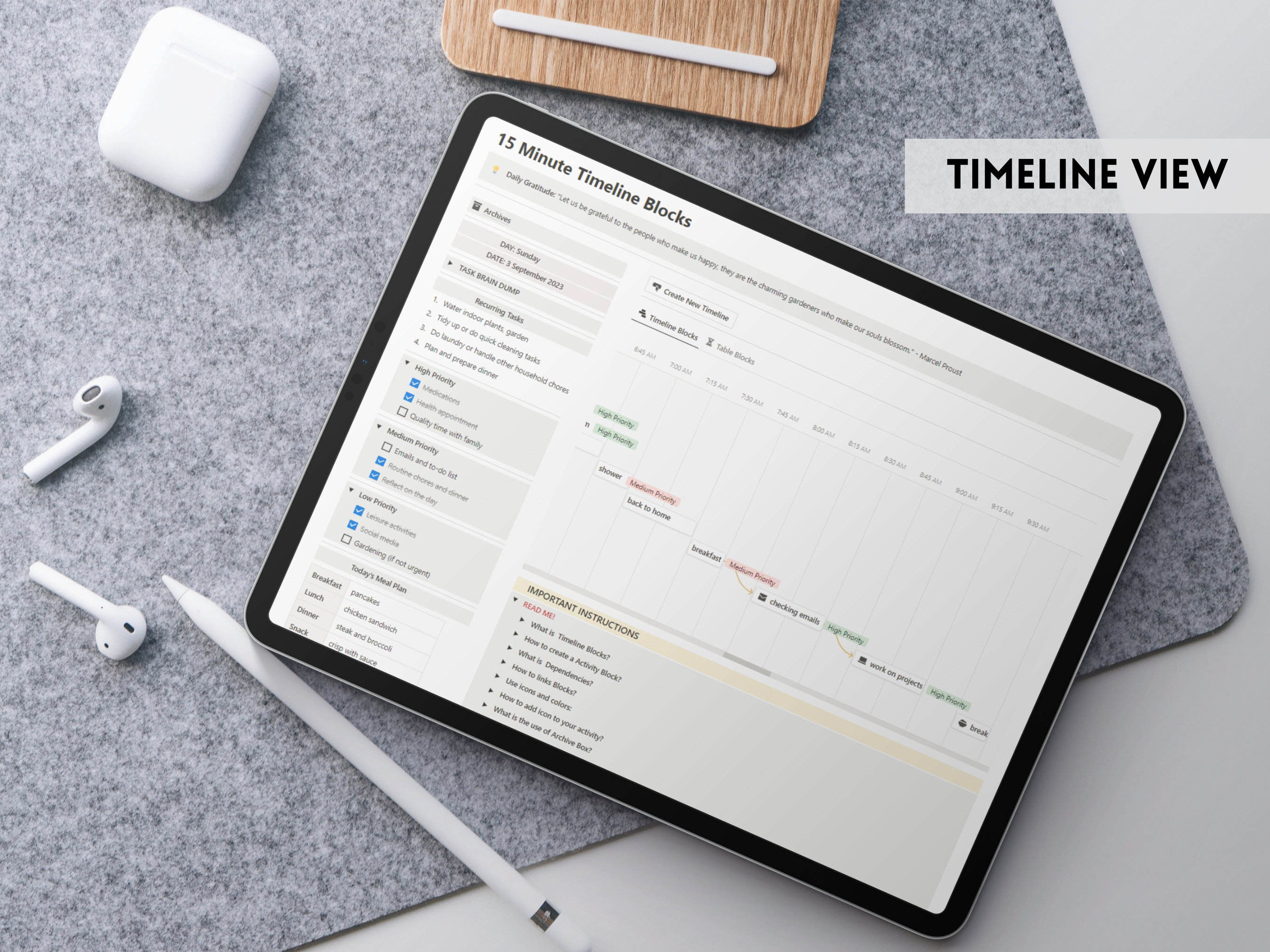 15 Minute Planner Time Blocking Notion Template, Daily Time Boxing ...