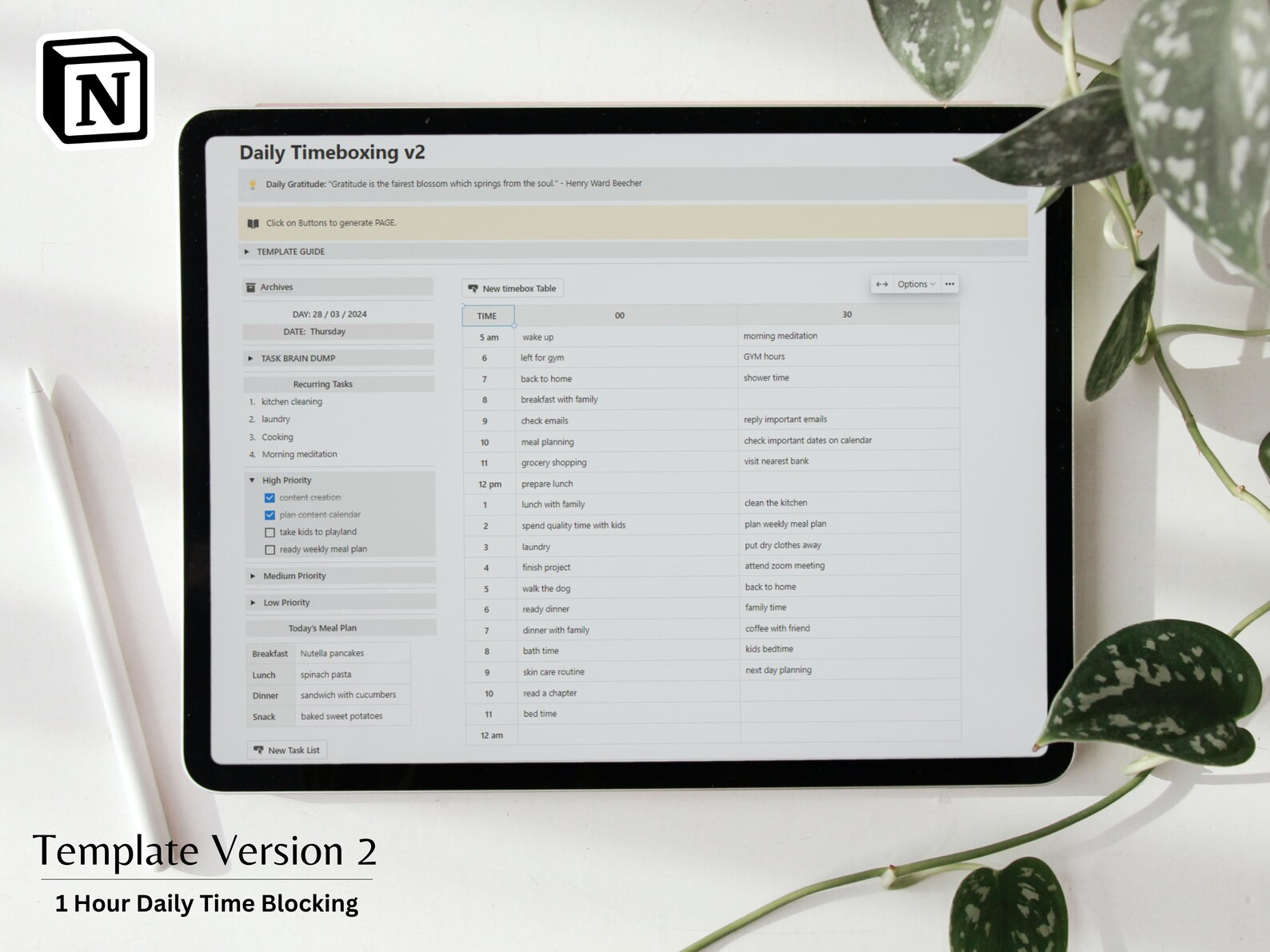 Timeboxing Planner for Daily Schedule, Productivity and Time Management ...