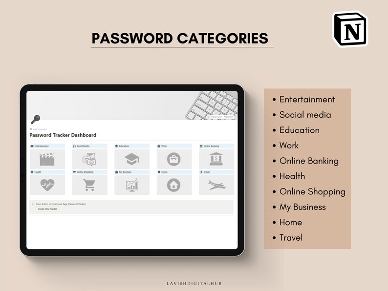 Password Tracker Notion Template, Password Book, Password Keeper ...