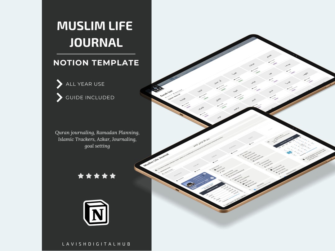 Muslim Life Journal Notion Template, Quran Journal Muslim Notion ...