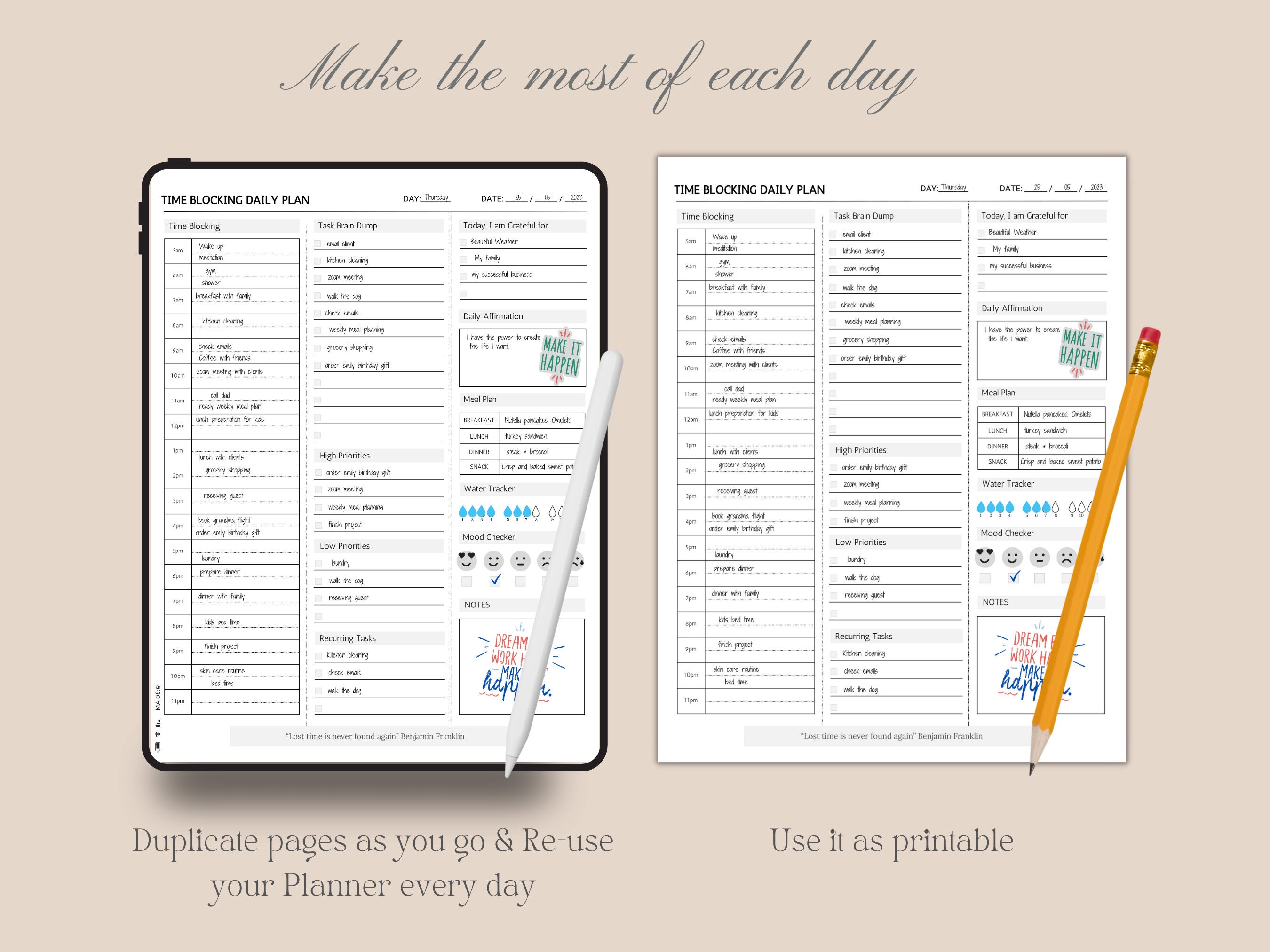 Timeboxing Planner for Daily Schedule, Productivity, Time Management ...