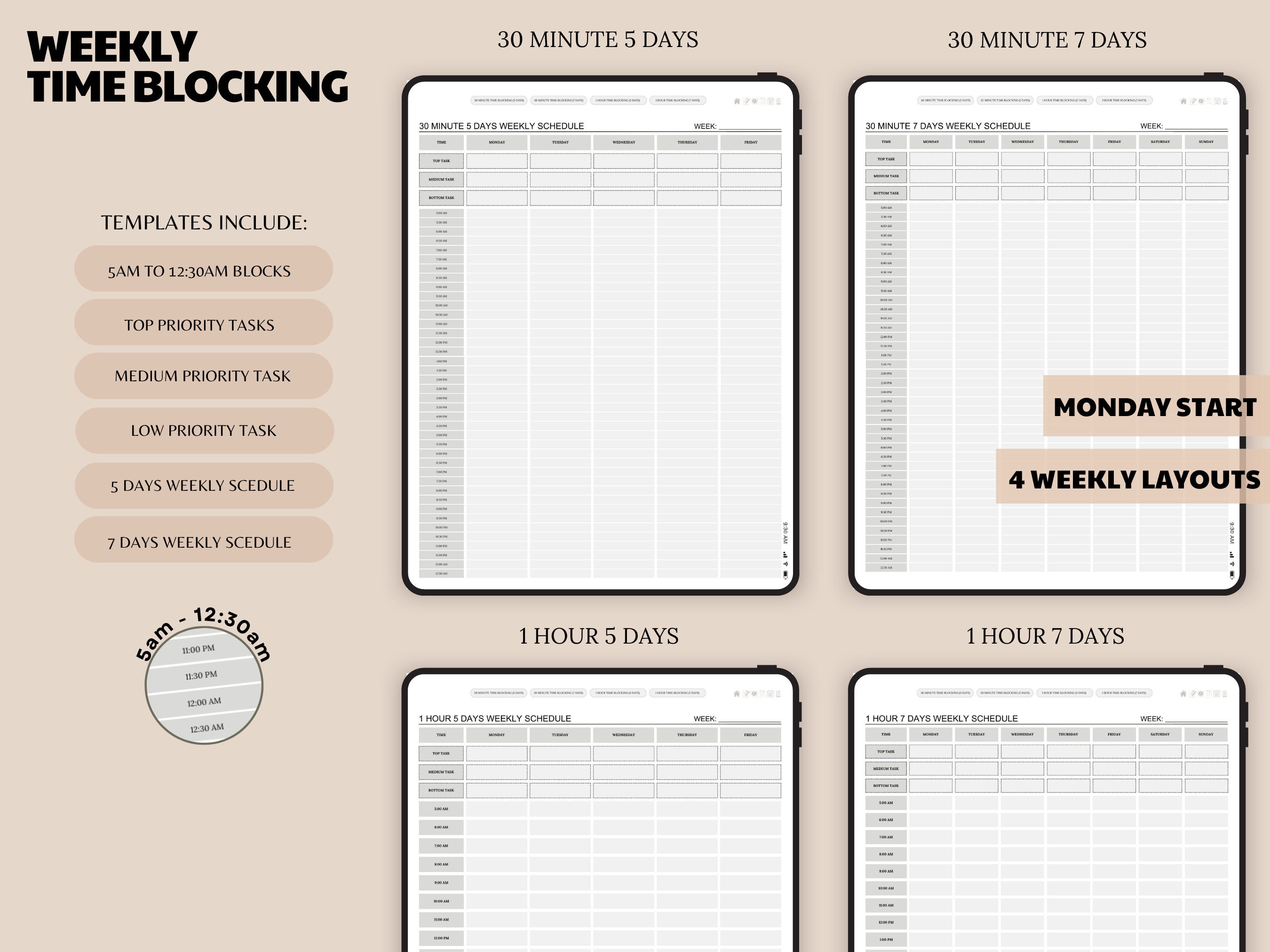 Digital Time Blocking Planner for Time Management Daily - Etsy